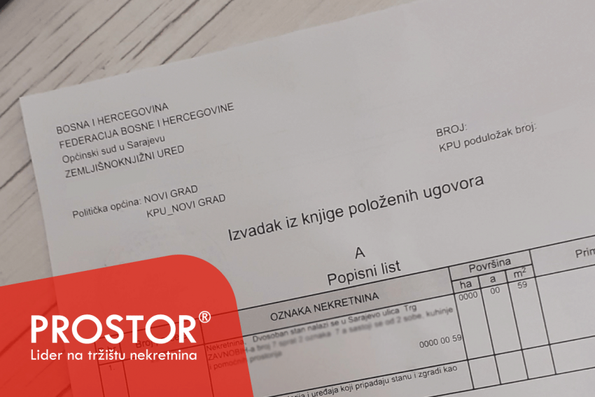 Land registry extract | PROSTOR Nekretnine